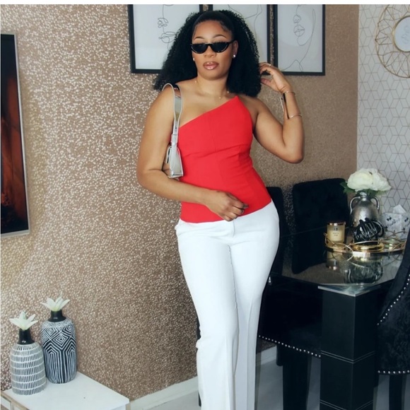 Zara | Tops | Zara Red Asymmetric Bustier Top | Poshmark